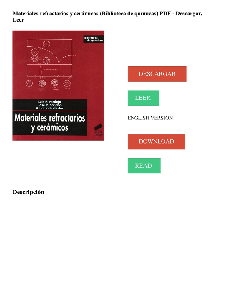 Materiales Refractarios y Cerámicos (Biblioteca de Químicas) PDF ... Materiales Refractarios y Cerámicos (Biblioteca de Químicas) PDF ...