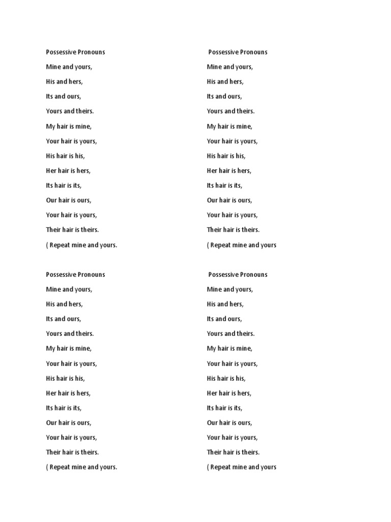 Possessive Pronouns | PDF