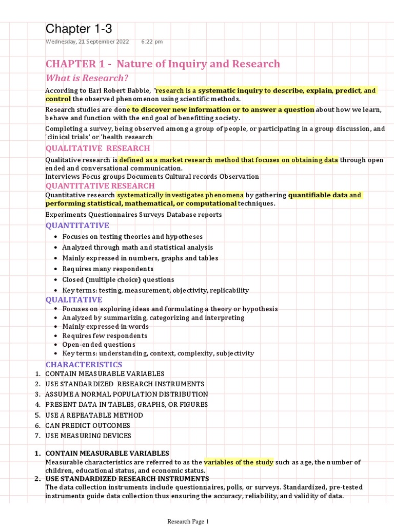 Chapter 1-3 Biology | PDF | Survey Methodology | Quantitative Research