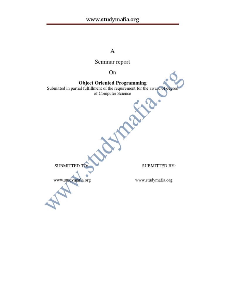 CSE Object Oriented Programming Report | PDF | Object Oriented Programming | Method (Computer ...