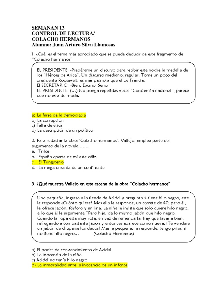 Control de Lectura | PDF