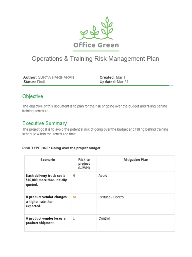 Risk Mitigation Plan | PDF | Risk | Risk Management