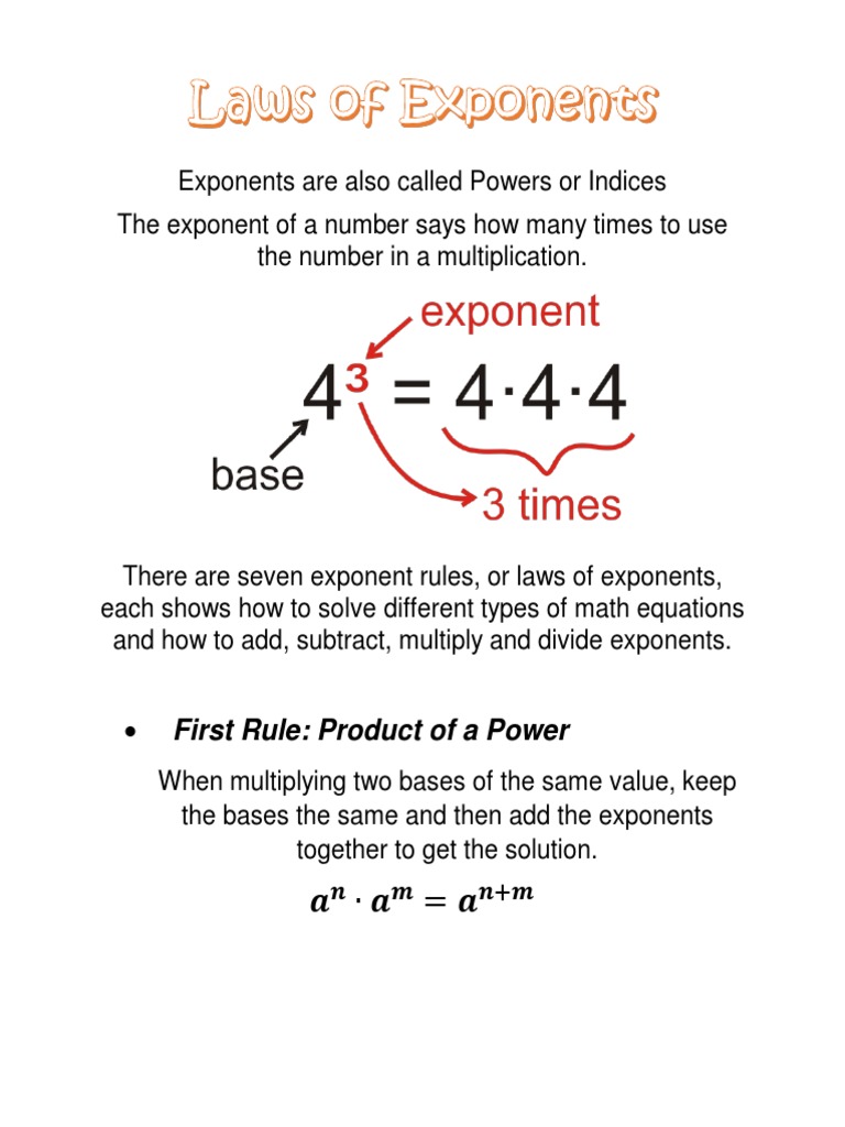 Law of Exponents | PDF | Multiplication | Algebra
