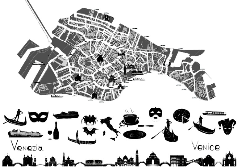 Venice Map Symbols Landmarks Ov Illustrations Main Landmark 57591638 | PDF
