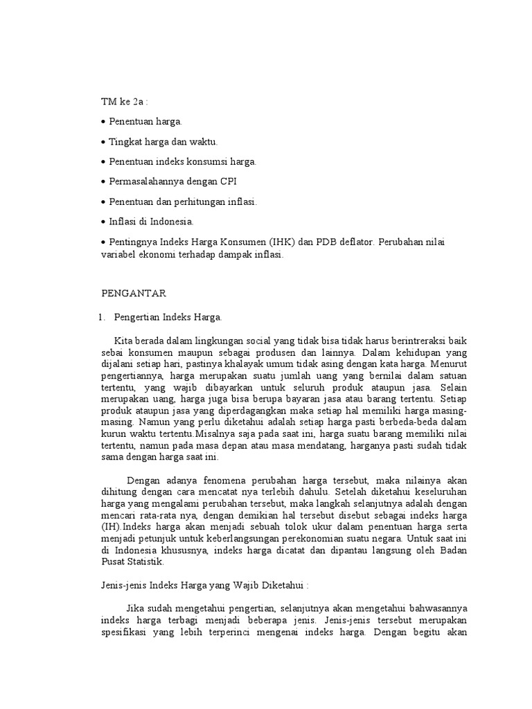 Ekonomi Makro II (Indeks Harga) | PDF