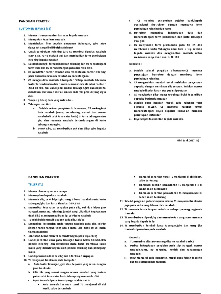 Panduan Praktik Layanan Mini Bank | PDF | Bisnis | Hukum