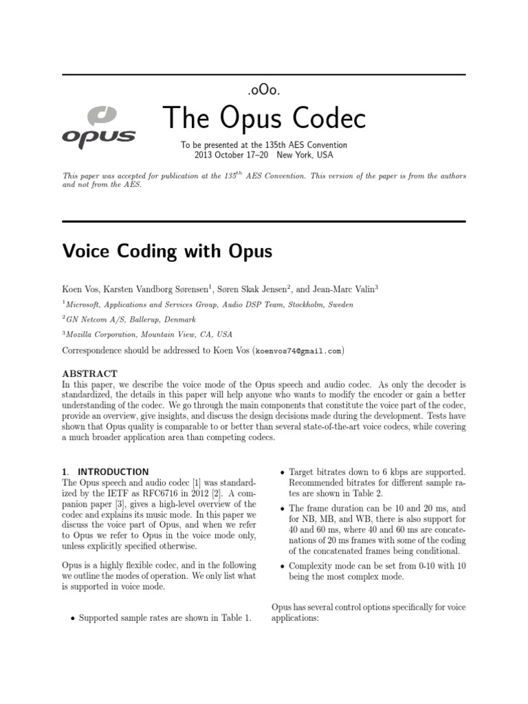Opus Silk Codec | PDF | Pitch (Music) | Data Compression