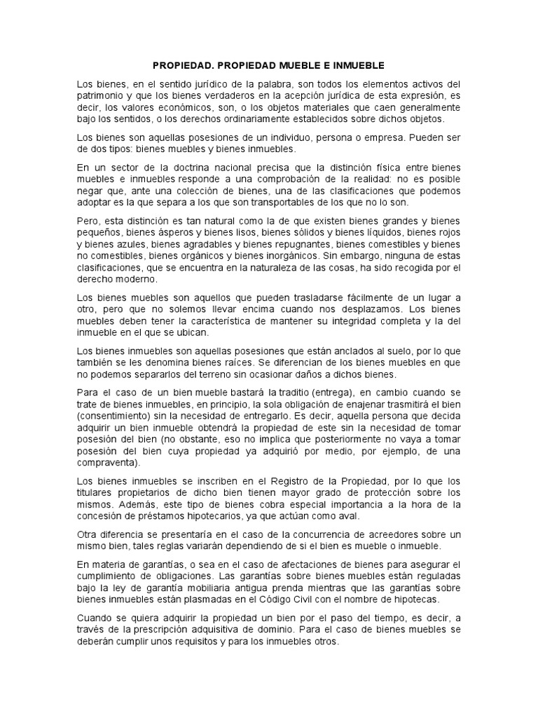 Propiedad Mueble e Inmueble 2.0 | PDF | Propiedad | Bienes