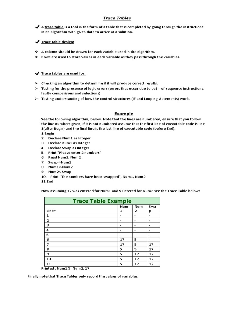 Trace Tables With Answers - Updated | PDF | Control Flow | Algorithms