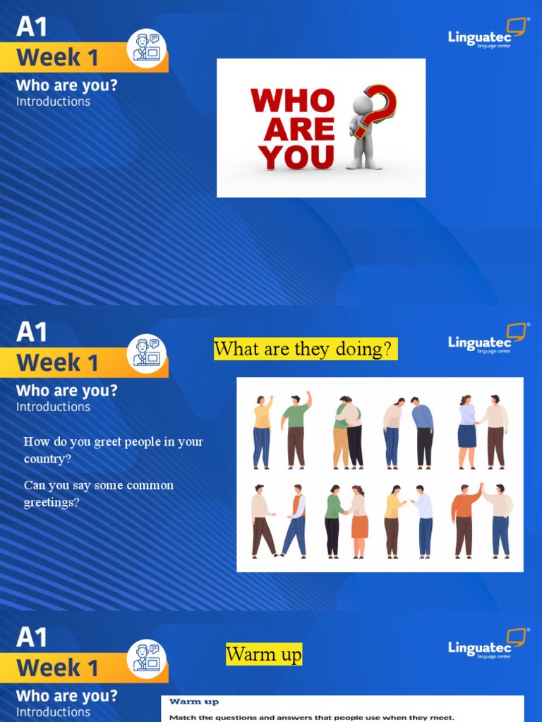 A1 Week #1, Greetings and Introductions | PDF