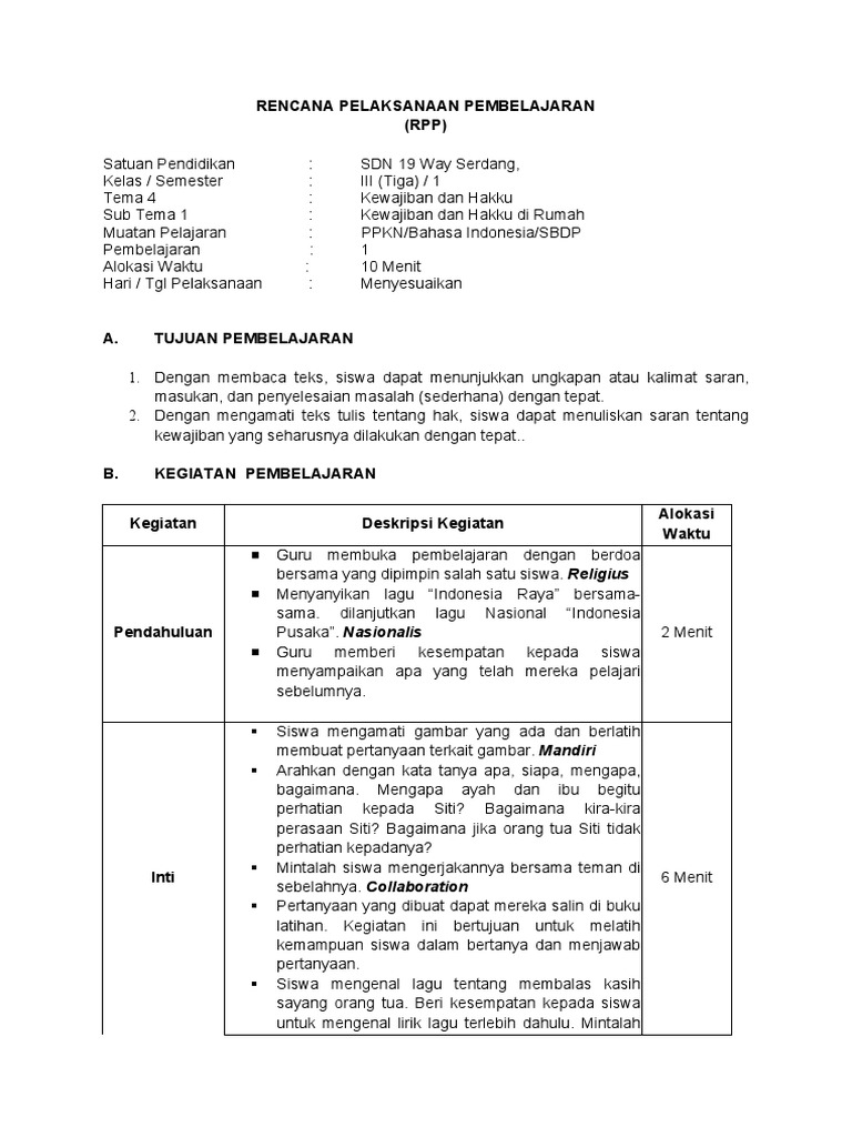 RPP CGP Kelas 3 | PDF | Karier & Perkembangan