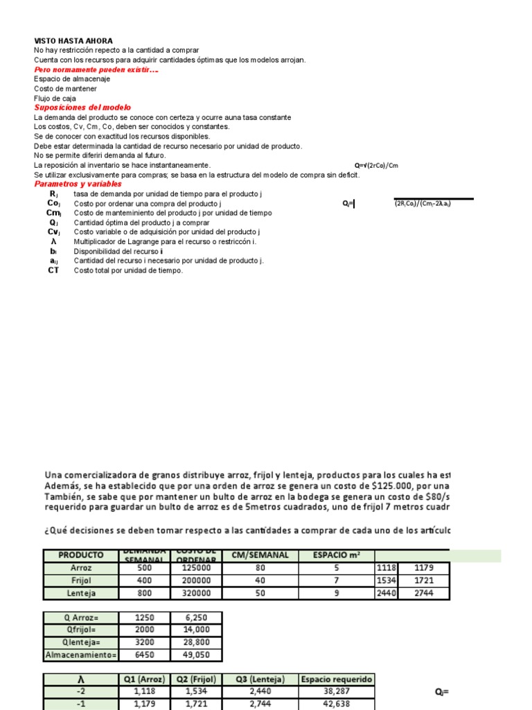 Modelo para Varios Productos Con Restricciones | PDF