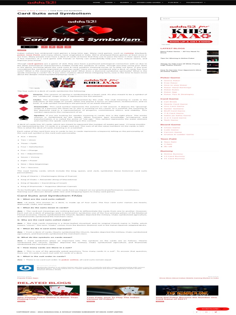 Card Suits Pdf Playing Cards Poker