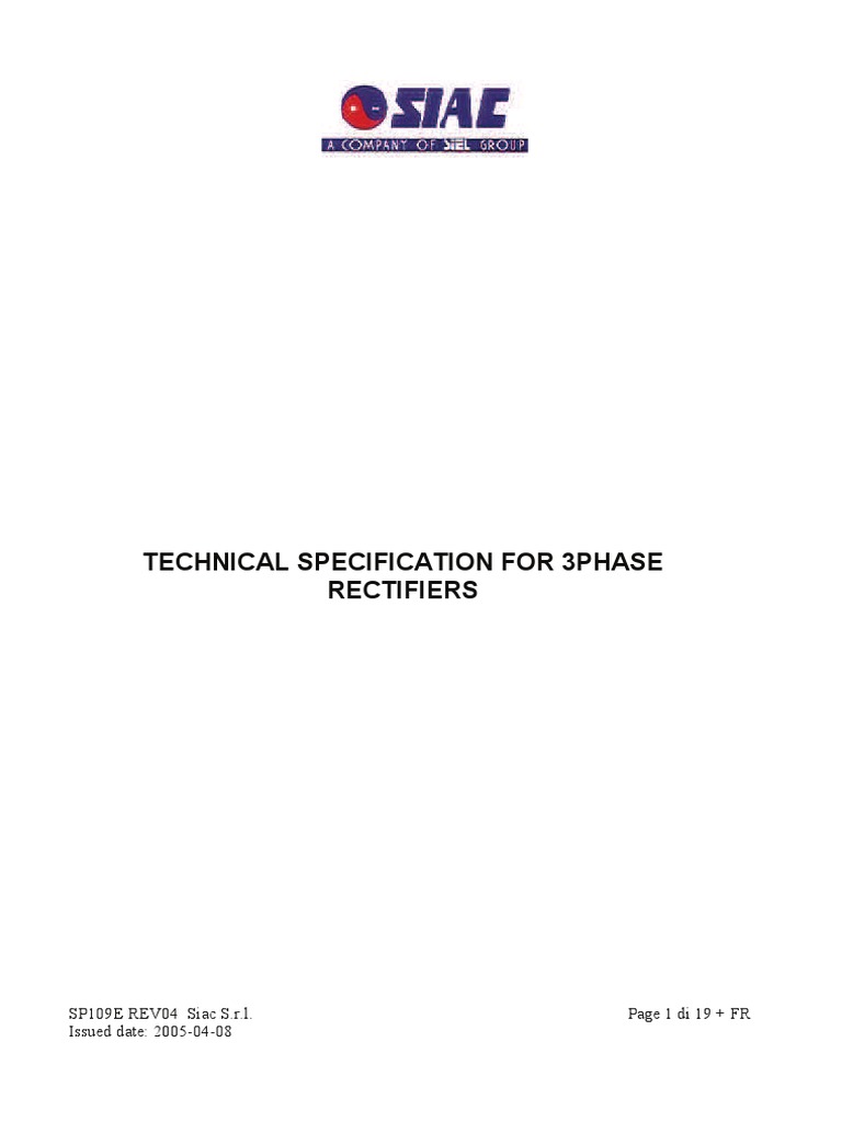 Technical Specs for 3-Phase Rectifiers | PDF | Rectifier | Mains Electricity