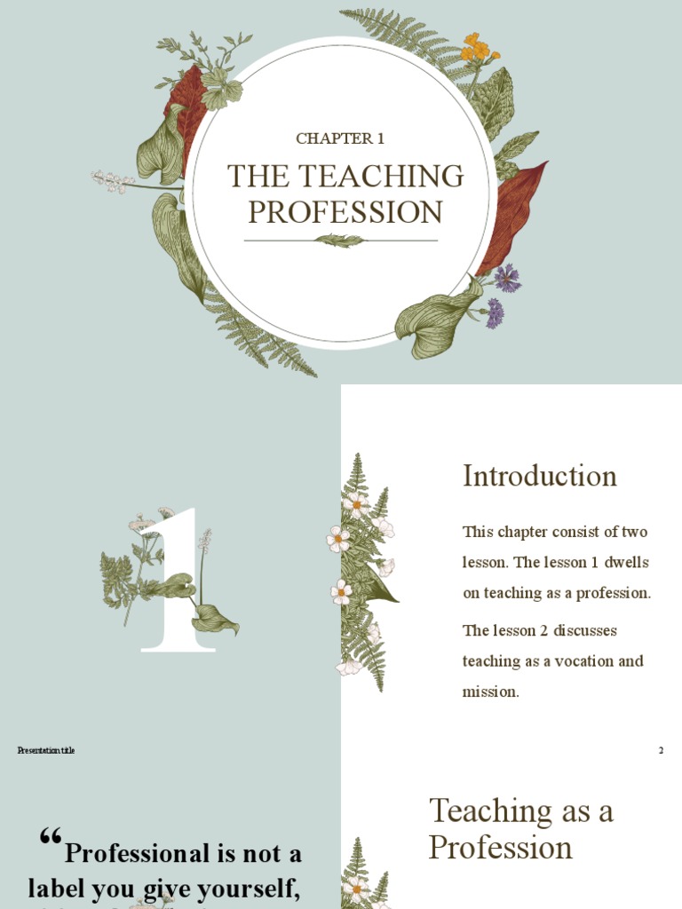 Educ 102 Teaching As A Profession, Vocation and Mission | PDF | Teachers