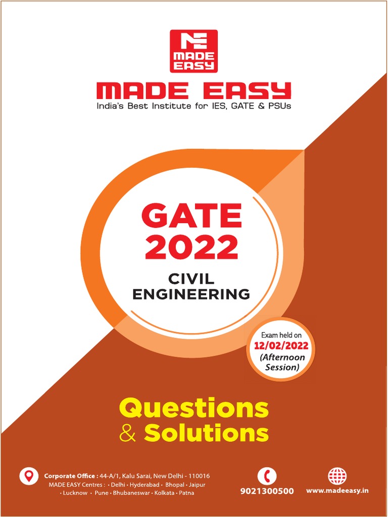 GATE 2022 Paper Solution (CE2) MadeEasy | PDF