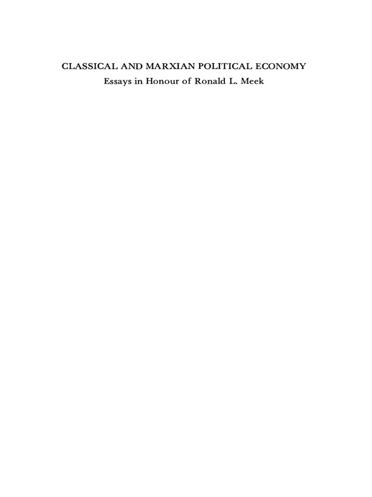 Classical and Marxian Political Economy | PDF | Economics | Political ...