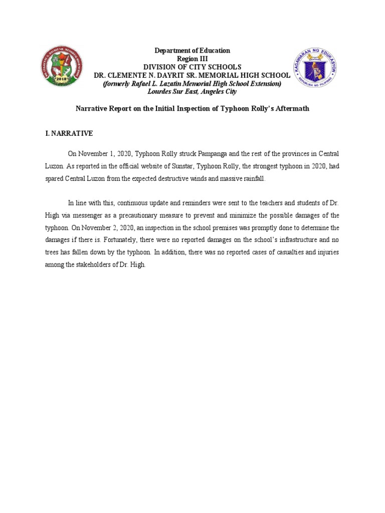Typhoon Rolly Inspection Report: Dr. High | PDF