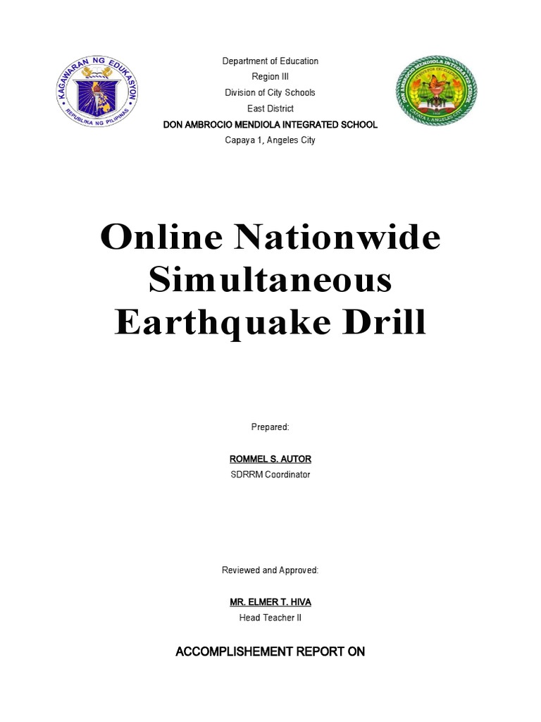 Activity Report Template Earthquake Drills | PDF | Emergency Management ...