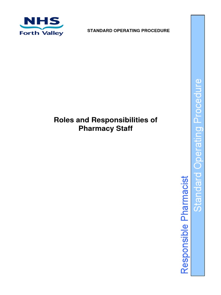 Roles and Responsibilities of Pharmacy Staff Sample SOP | PDF ...
