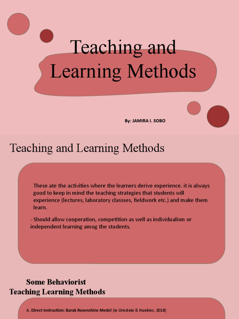 Teaching and Learning Methods by Jamira Sobo | Download Free PDF | Teaching Method | Educational ...