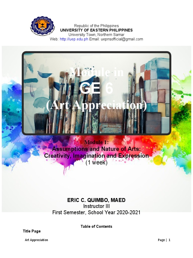 Ge 6 Art Module 1 | PDF | The Arts | Experience