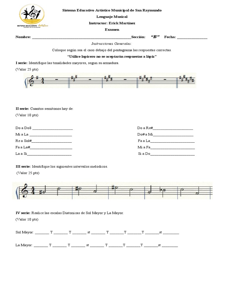 Examen de Musica | PDF | Escala (música) | Melodía