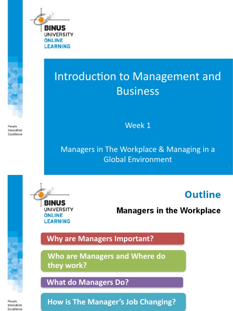PPT1-Managers in The Workplace & Managing in A Global Environment | PDF ...