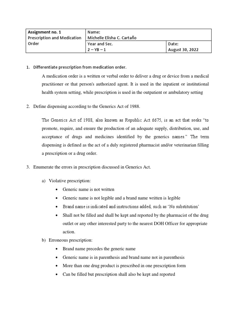 PDIS Assignment 1 | PDF | Medical Prescription | Pharmacy