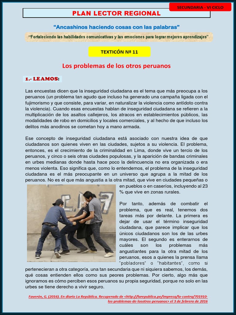 Texticón - 11 - VI - Ciclo (Rev.) | PDF | Perú | Violencia