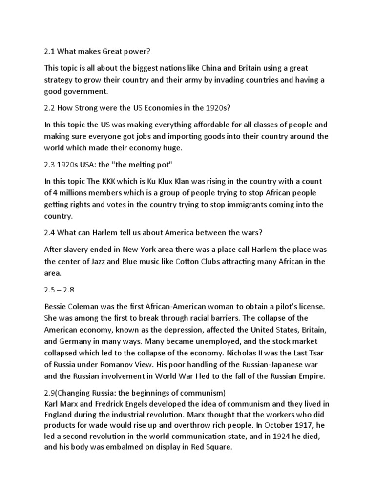 An Overview of Global Events and Social Changes Between World Wars I ...