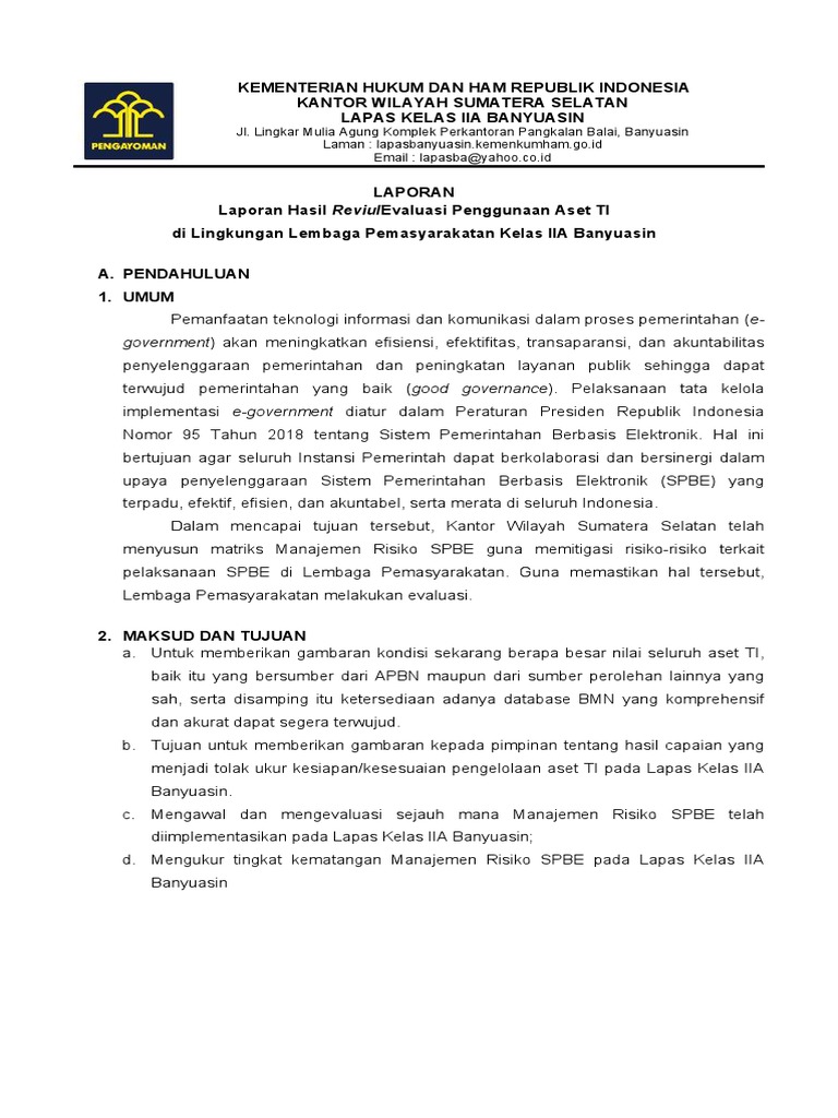 Laporan Hasil Evaluasi Laporan Hasil ReviuEvaluasi Pengelolaan Asset TI | PDF