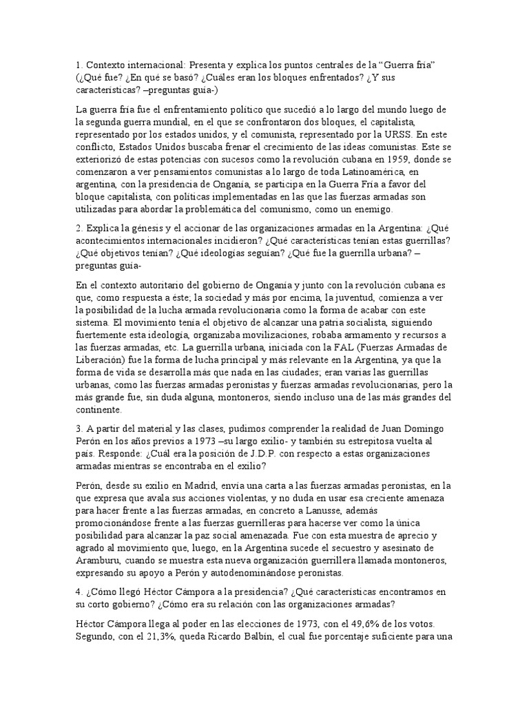 La Guerra Fría y su Impacto en Argentina | PDF | Guerra de guerrillas ...