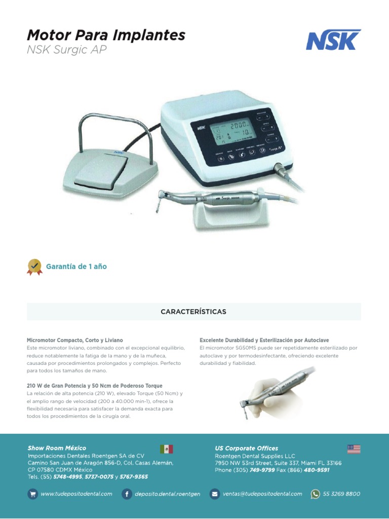 Motor NSK Surgic AP para Implantes | PDF | Bienes manufacturados