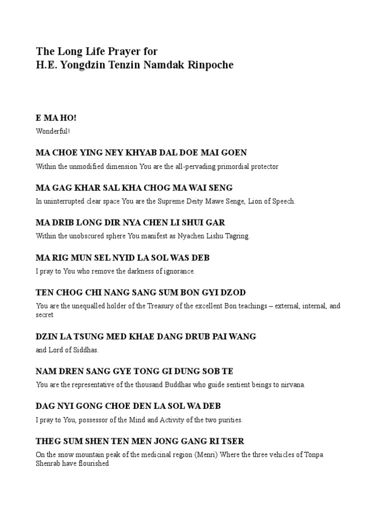 The Long Life Prayer | PDF | Religion & Spirituality