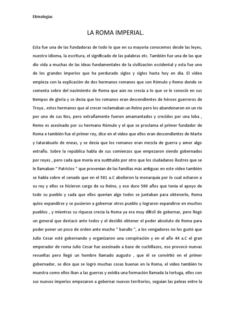 La Roma Imperial | PDF | Roma antigua | imperio Romano
