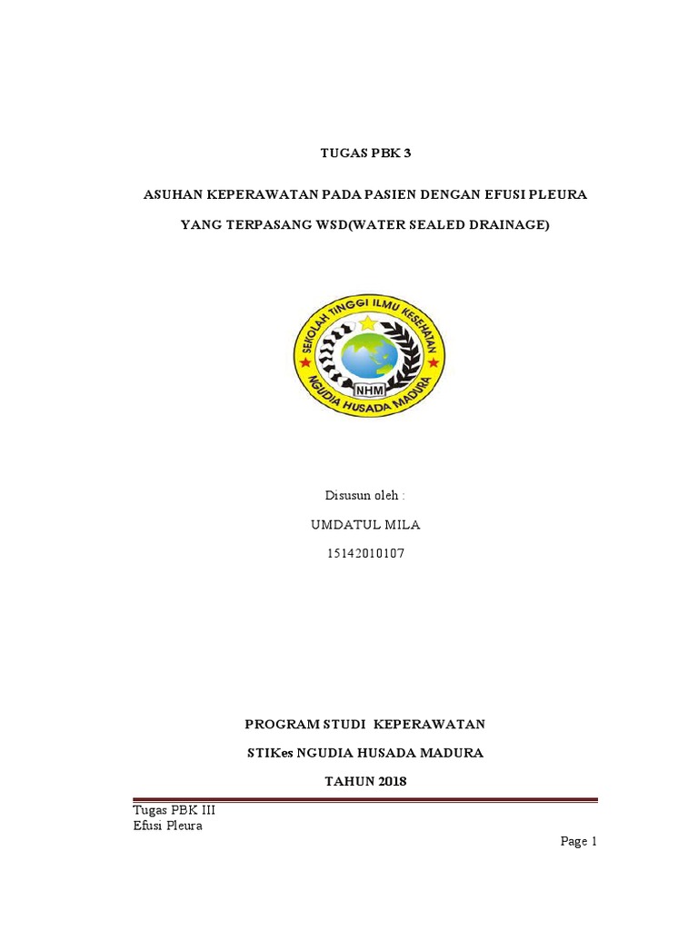 Efusi Pleura Terpasang WSD | PDF Efusi Pleura Terpasang WSD | PDF