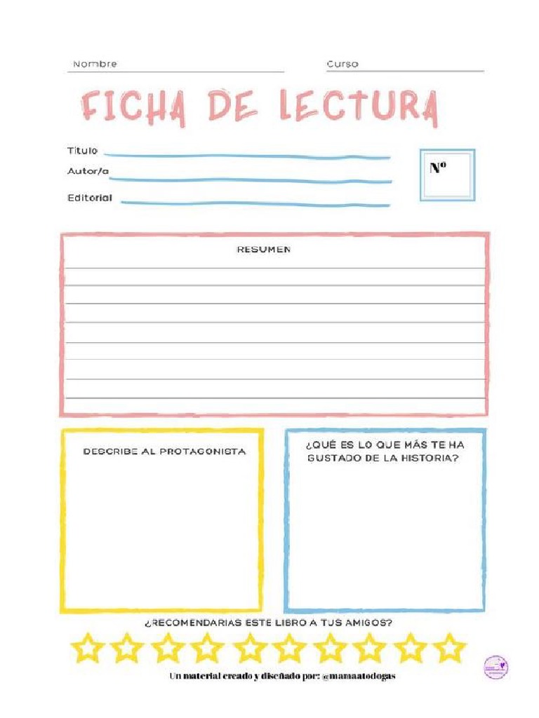 Plantilla De Fichas De Lectura Para Imprimir – CEZRBX