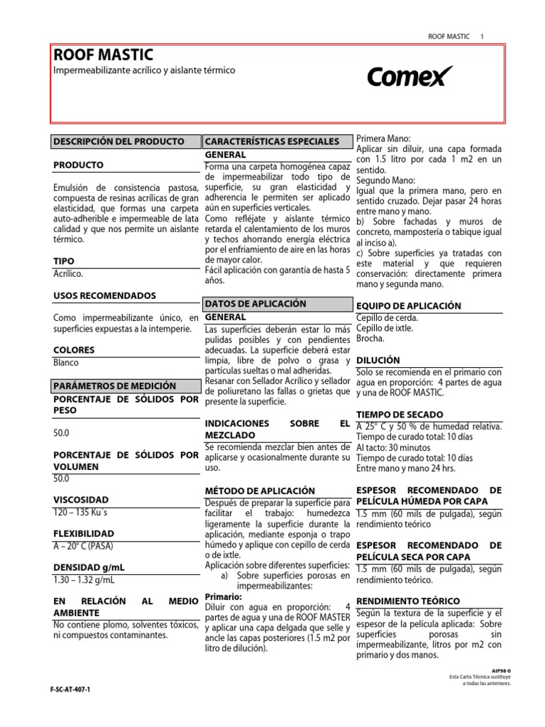 Roof Mastic | PDF | Agua | Aislamiento térmico