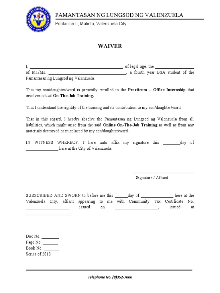 Form 3 Waiver | PDF