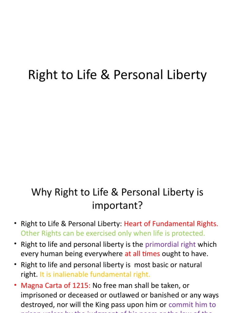 Right To Life & Personal Liberty | PDF | Liberty | Due Process