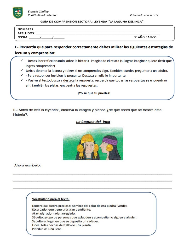 GUÍA DE COMPRENSIÓN LECTORA lEYENDA | PDF