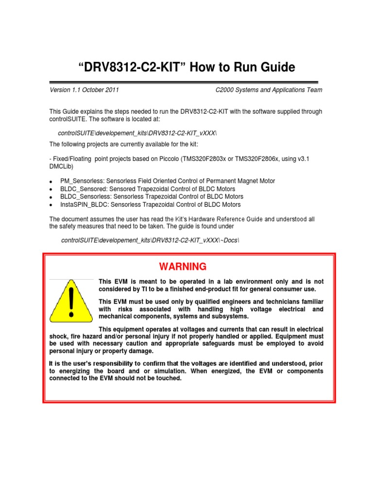 DRV8312-C2-KIT HowToRunGuide v101 | PDF | Power Supply | Electrical Engineering