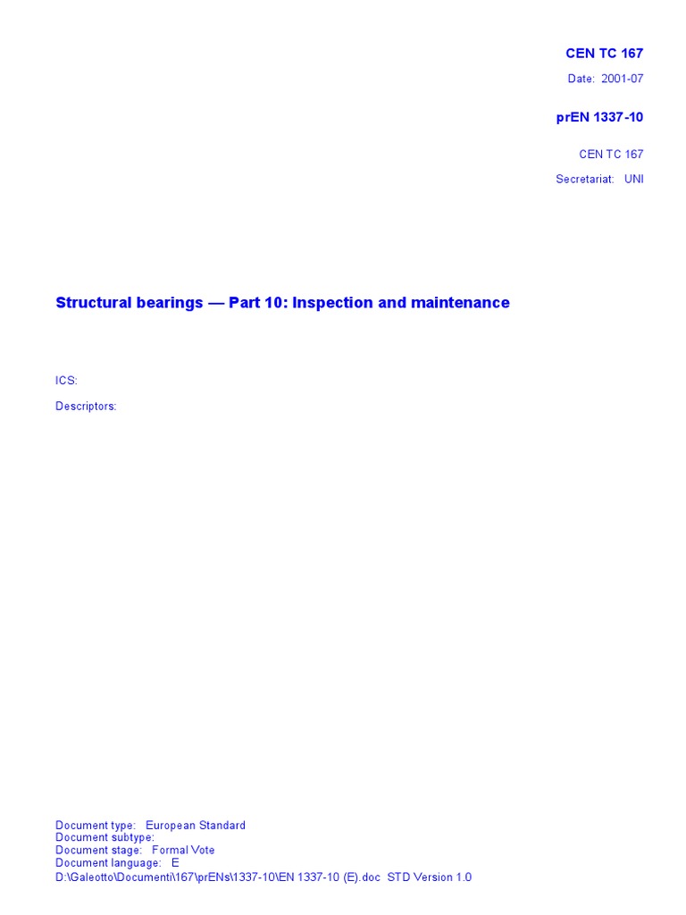 En 1337-10 | PDF | Bearing (Mechanical) | Corrosion