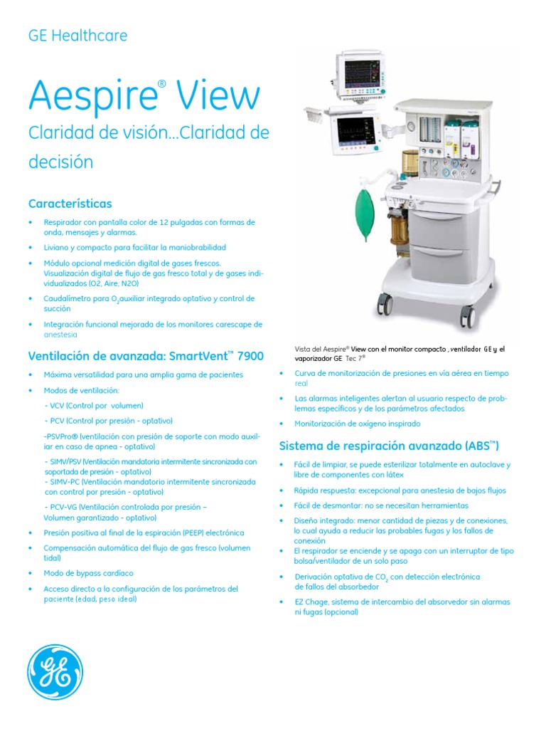 Aespire View. Ficha Técnica | PDF | Sistema respiratorio | Energia General