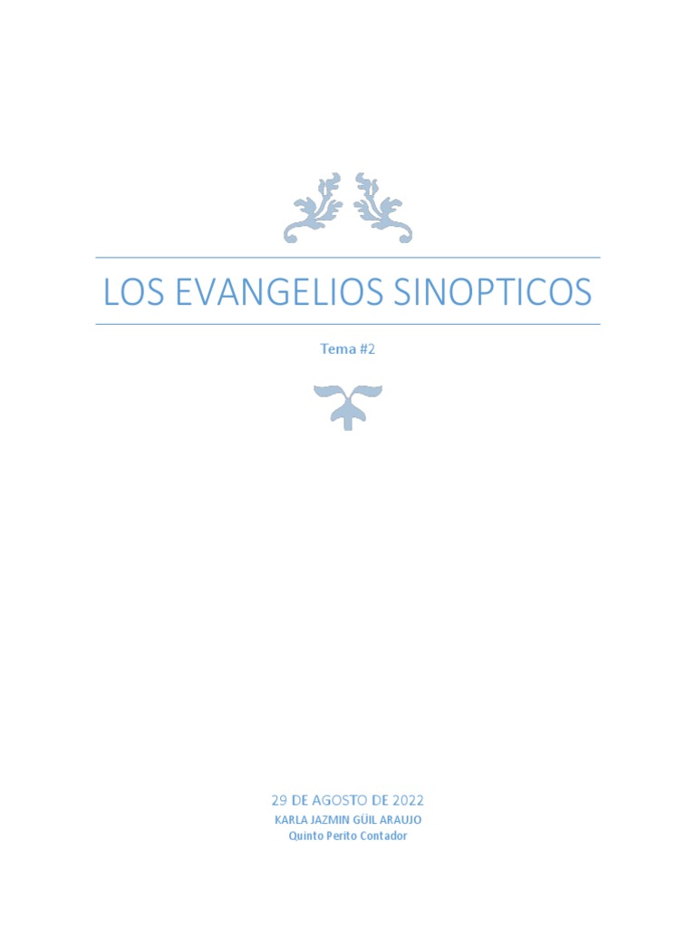 Los Evangelios Sinopticos | PDF | Jesús | Evangelio de Mateo