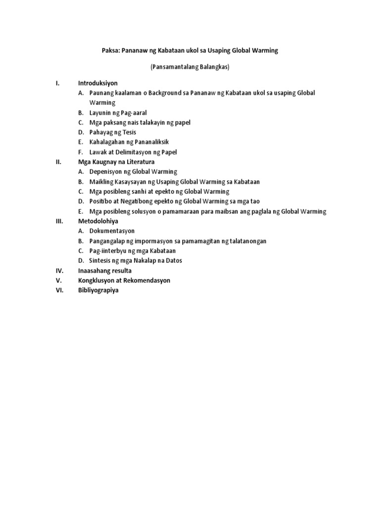 Pansamantalang Balangkas | PDF