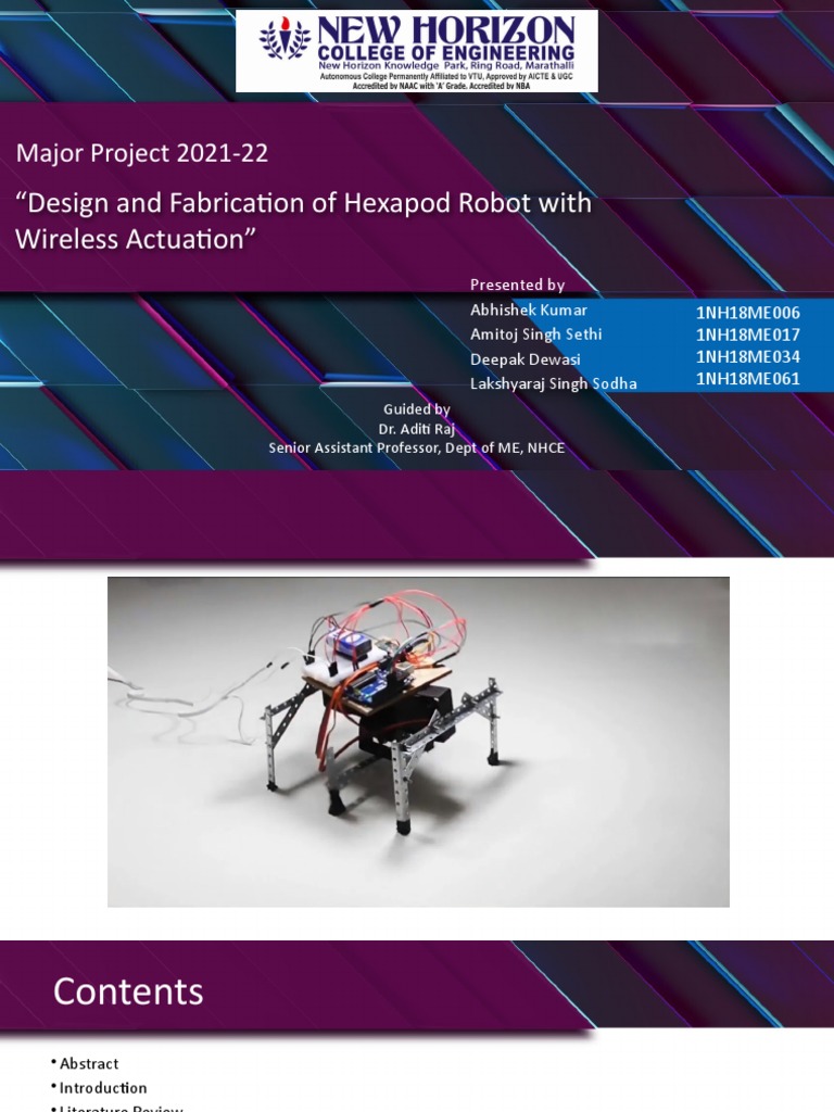Design and Fabrication of Hexapod Robot With Wireless Actuation | PDF | Arduino | Robot