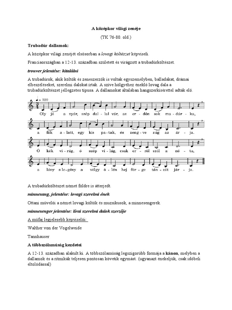 A Középkor Világi Zenéje | PDF