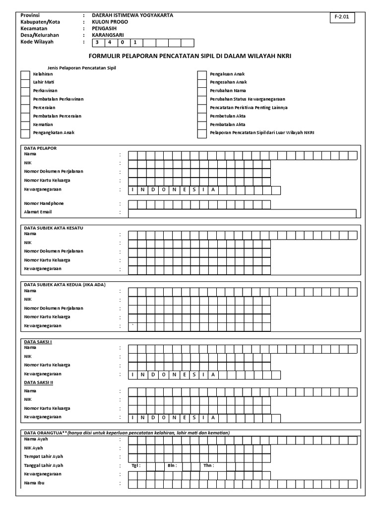 Formulir F2.01 | PDF